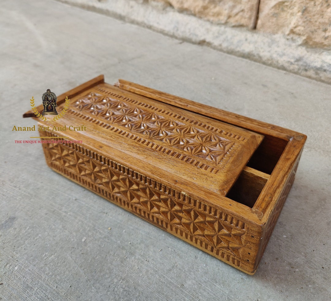 Wood Spice Box, Handcrafted Box, Antique Style Hand Carved Floral ...