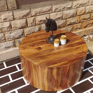 Wood Gamla Coffee Table Solid Wooden Round Handmade Table Home Decor ...