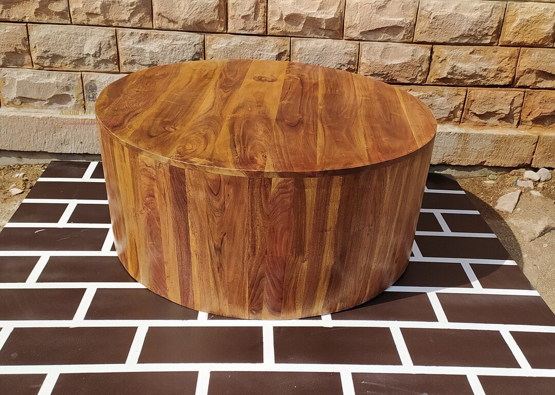 Wood Gamla Coffee Table Solid Wooden Round Handmade Table Home Decor ...
