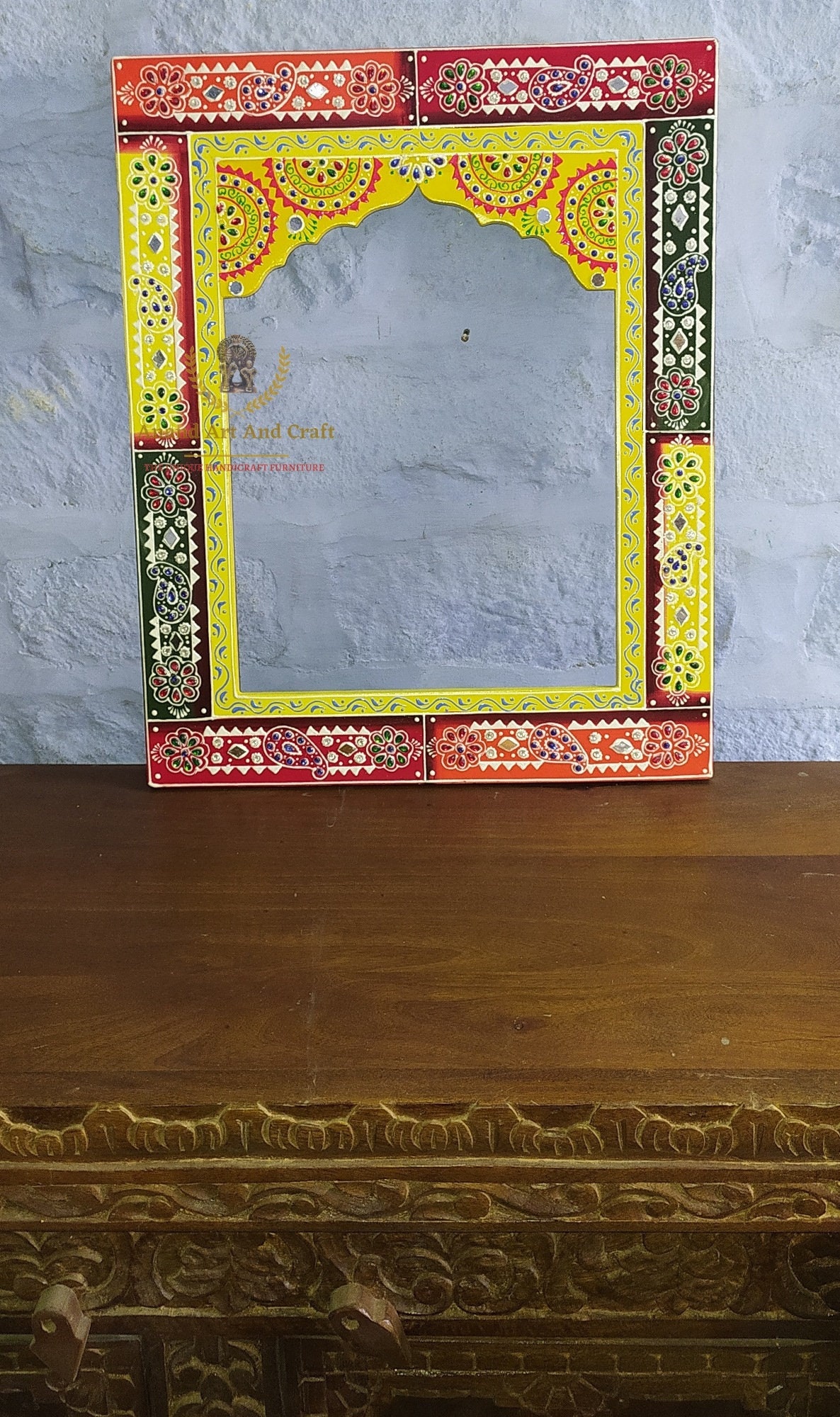 Wood Hand Painted Indian Mirror Frame Wall Mirror Beautiful | Etsy