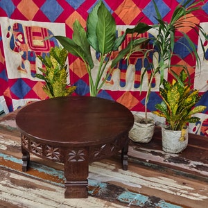 Wooden Chowki Bajot Choki Table Handmade Carved Traditional Solid Wood ...