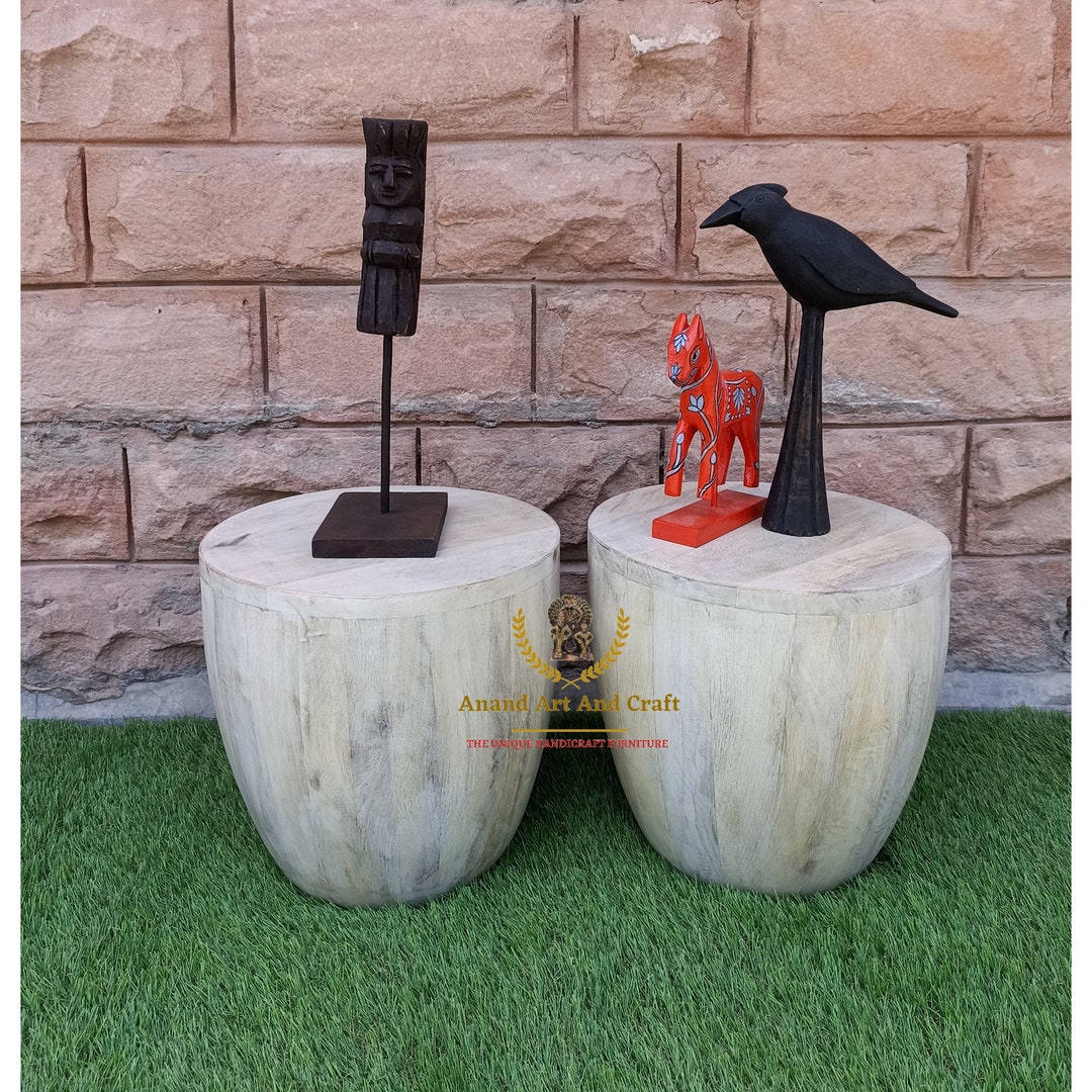 Wood Coffee Table White Wash Finished Wooden Cocktail Table Unique ...