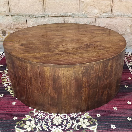 Wood Gamla Coffee Table Solid Wooden Round Handmade Table Home - Etsy