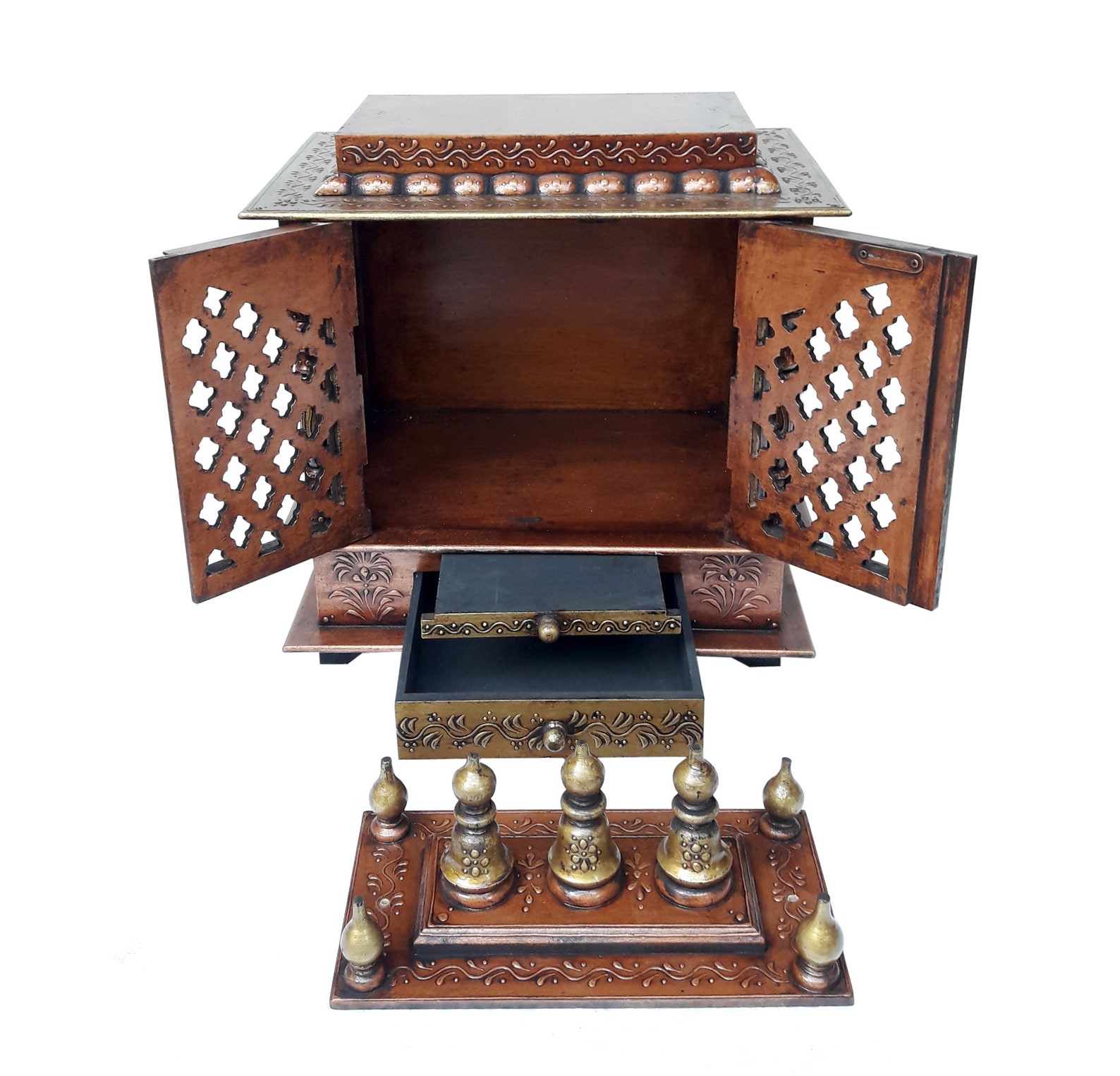 Wooden Temple Mandir Handcrafted Window Pooja Ghar Mandap for | Etsy