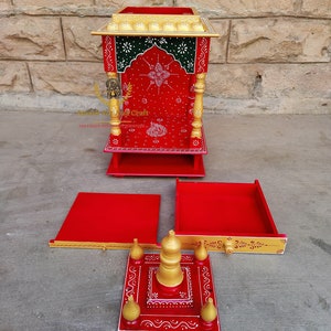 Wooden Temple Mini Temple Mandir Handcrafted Hindu Pooja Ghar Mandap ...