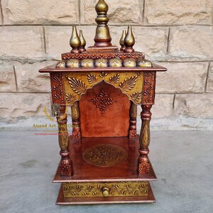 Wooden Temple Mini Temple Mandir Handcrafted Hindu Pooja Ghar Mandap ...