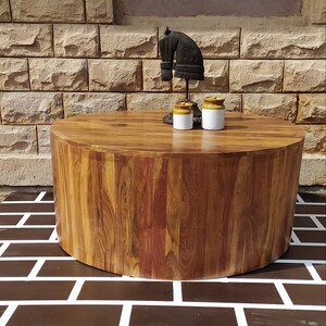 Wood Gamla Coffee Table Solid Wooden Round Handmade Table Home Decor ...