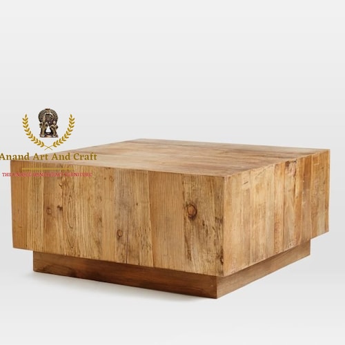 Wooden Coffee Table Wood Square Box Style Coffee Table - Etsy