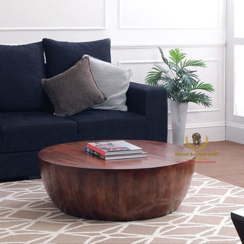 Handmade Solid Acacia Wood Round Hand Made Coffee Table - Etsy