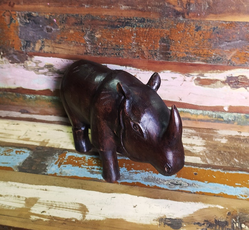 Wooden Rhino Hand Carved Unique Old Wood Rhino Statue - Etsy