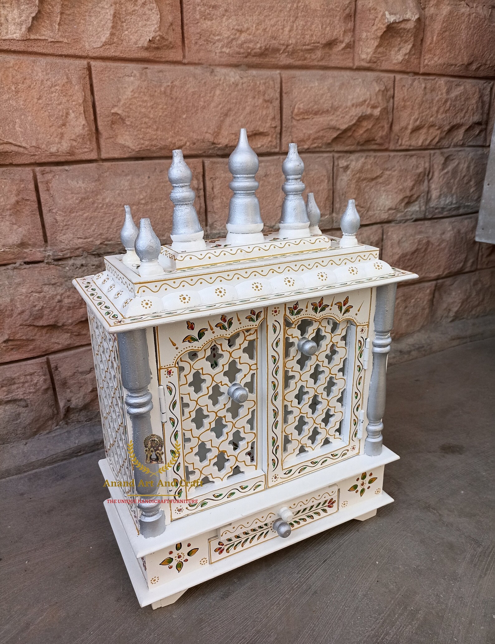 Wooden Temple Mandir Beautiful White-silver Handcrafted Pooja - Etsy