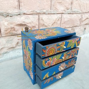 Wooden Cabinet Handmade Hand Painted 4 Drawer Chest Jewellery Box ...