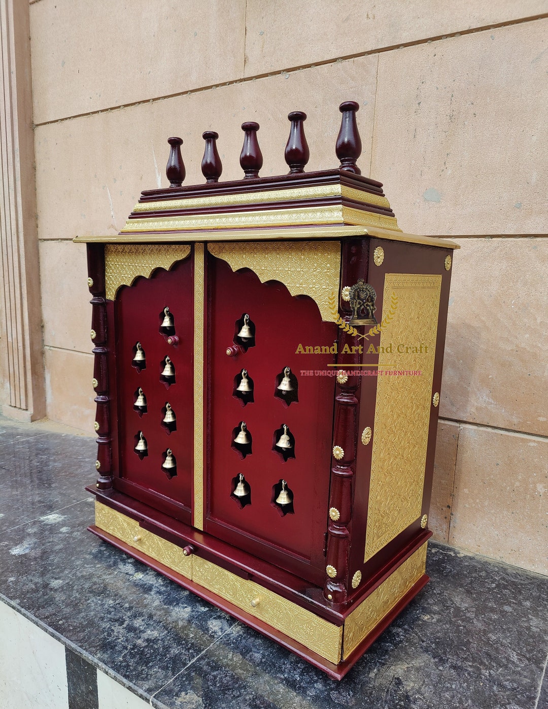 Wooden Temple Mandir Handcrafted Window Pooja Ghar Mandap With ...