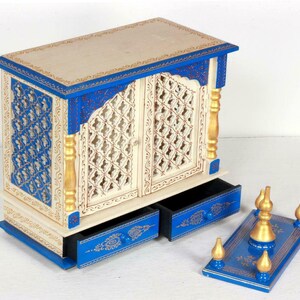 Wooden Temple Mandir Handcrafted Mandir Pooja Ghar With 9 Pooja Items ...