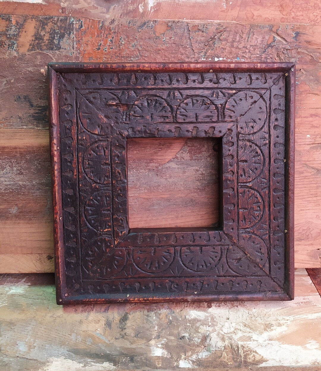 Old Wood Picture Photo Frame, Hand Made and Carved, Unique Design Photo ...