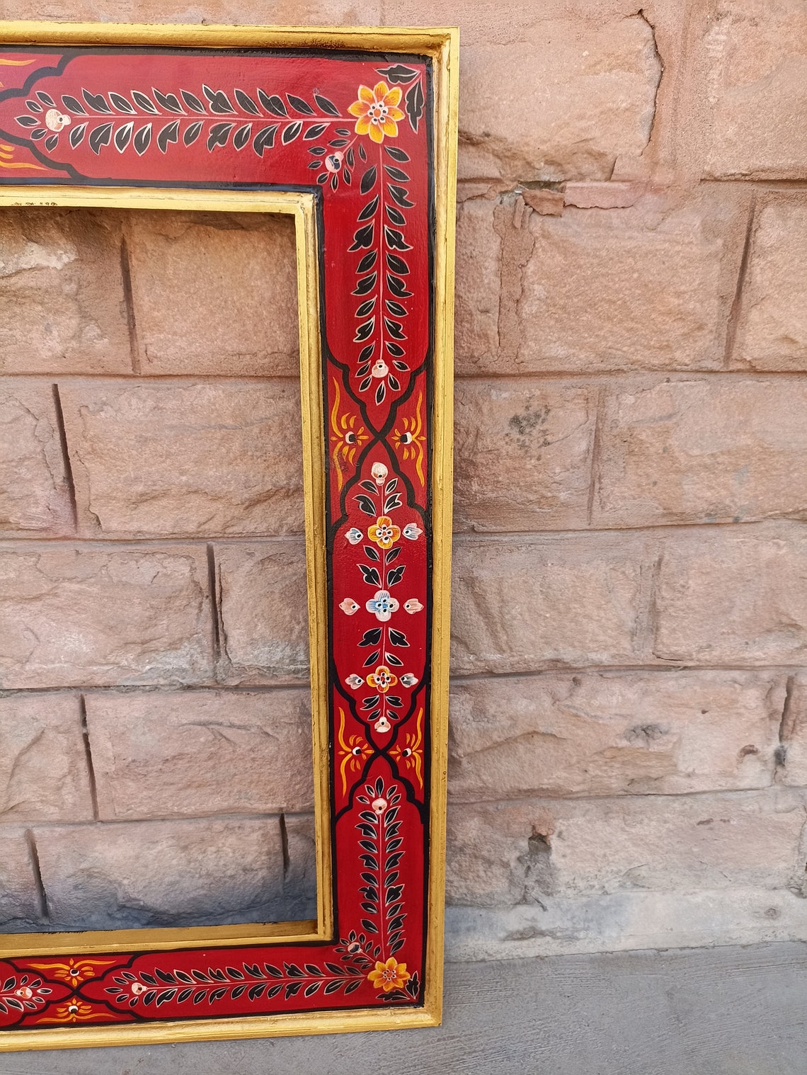 Wood Hand Painted Indian Mirror Frame Wall Mirror Frame Wall - Etsy