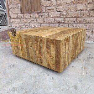 Wooden Coffee Table, Wood Square Box Style Coffee Table, Wooden ...