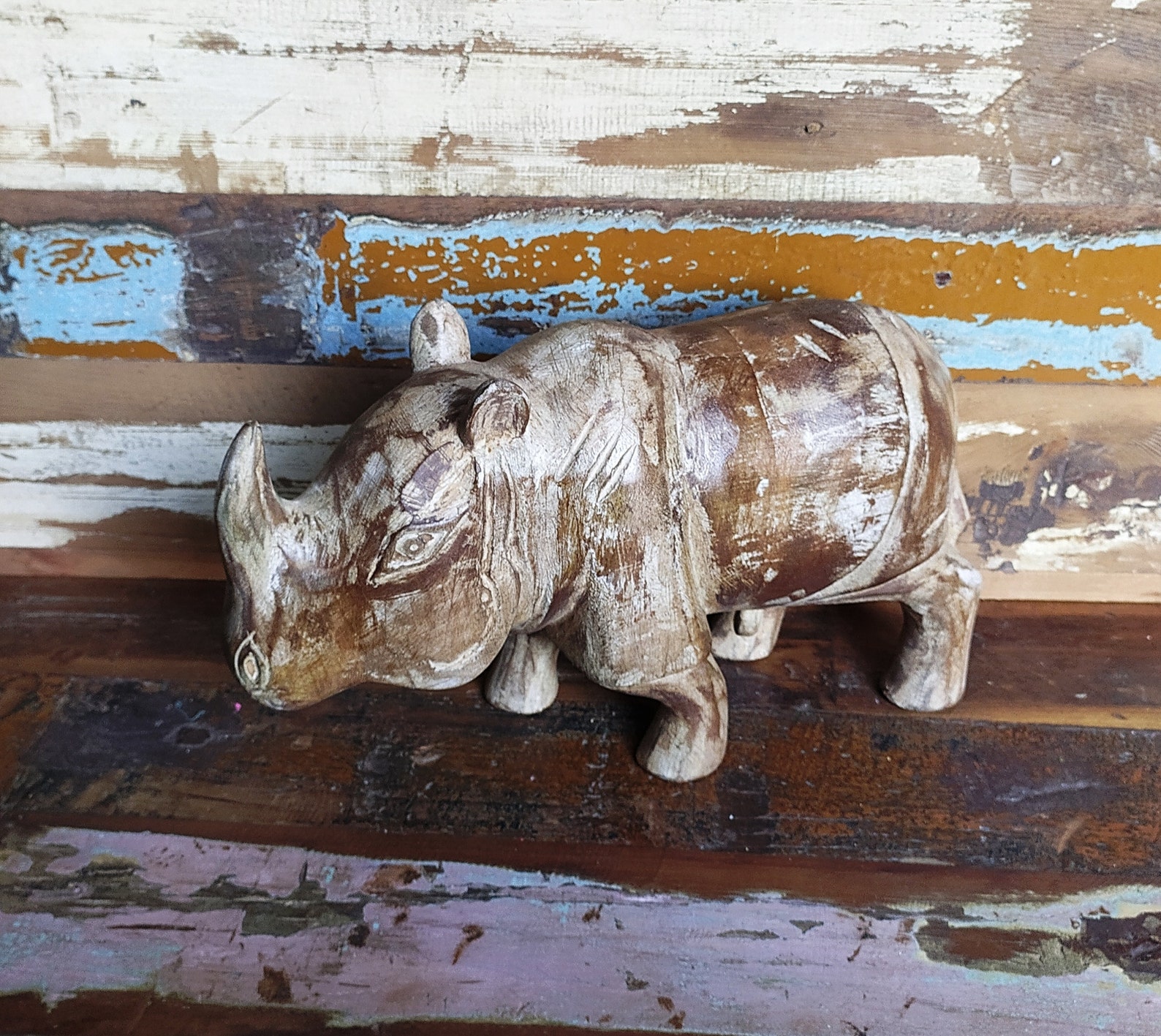 Wooden Rhino Hand Carved Unique Old Wood Rhino Statue - Etsy UK