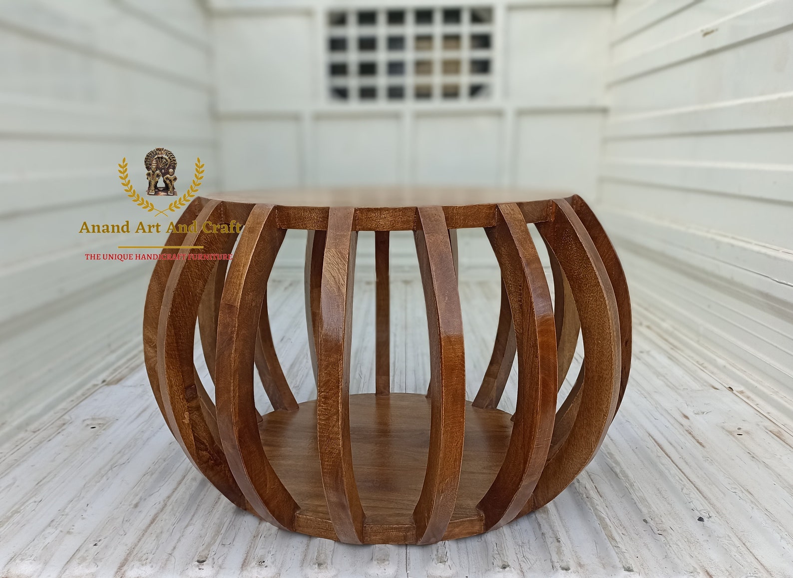 Wooden Carver Round Coffee Table Wooden Cocktail Table Unique - Etsy