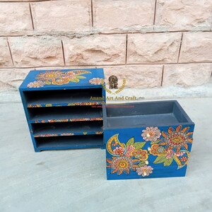 Wooden Cabinet Handmade Hand Painted 4 Drawer Chest Jewellery Box ...