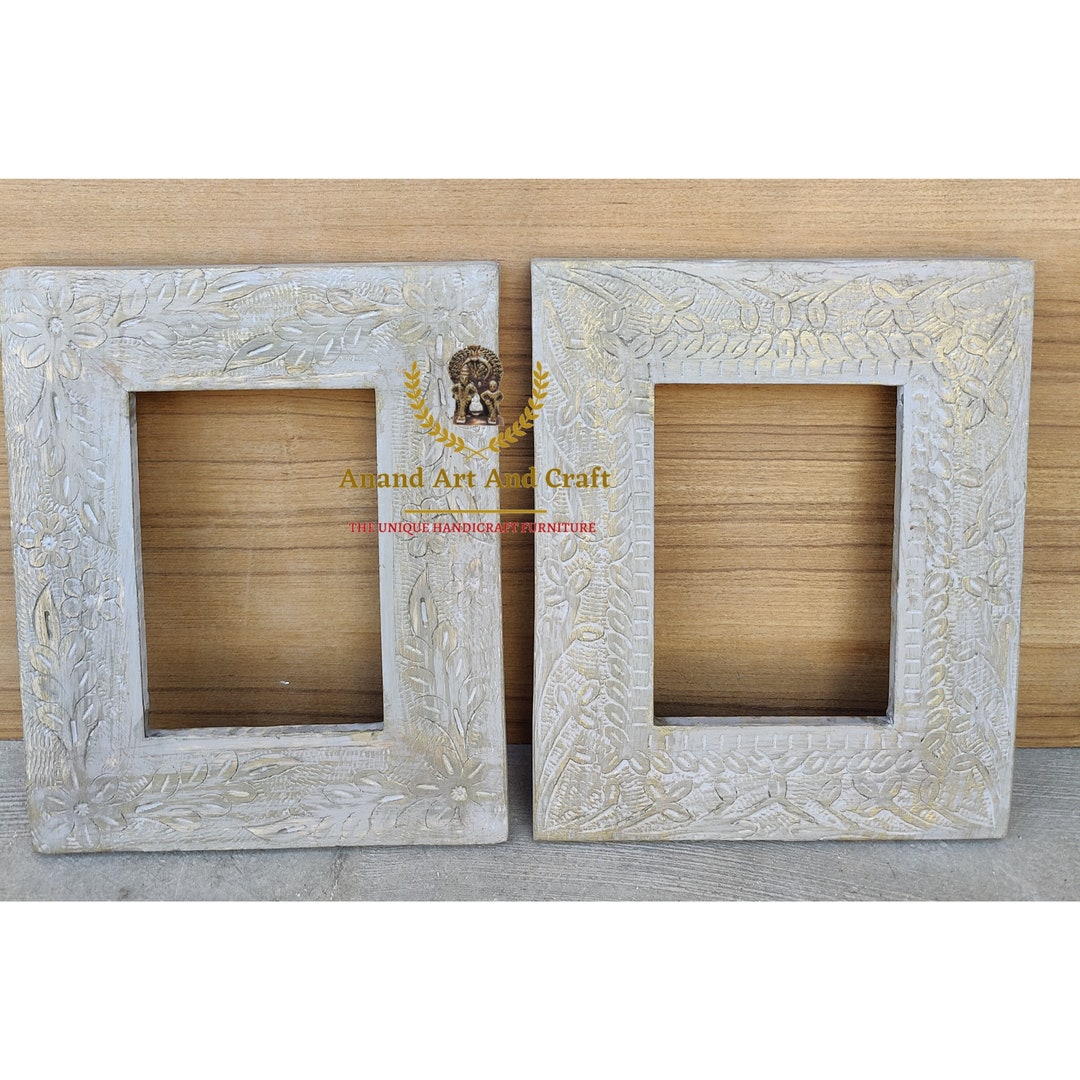 Wooden Photo Frame, Photo Rustic Look Wood Frame Hand Made and Carved ...