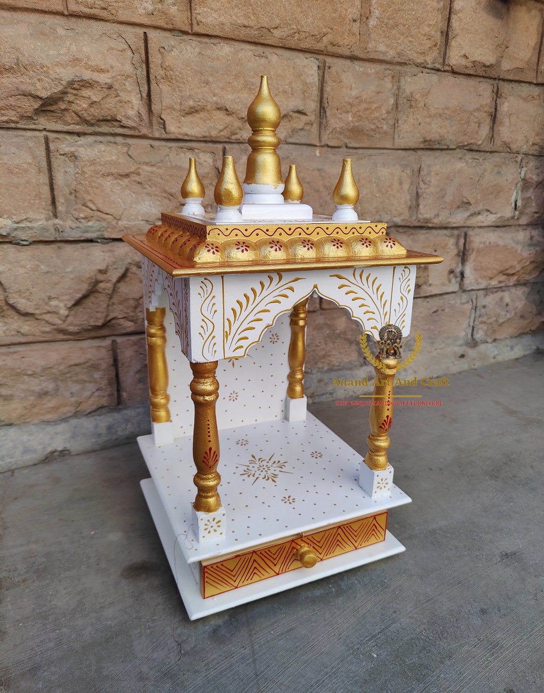 Wooden Temple Mini Temple Mandir Handcrafted Hindu Pooja Ghar Mandap ...