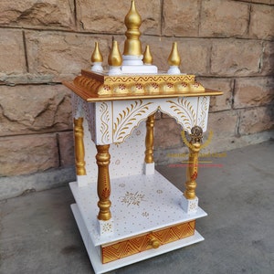 Wooden Temple Mini Temple Mandir Handcrafted Hindu Pooja Ghar Mandap ...