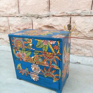Wooden Cabinet Handmade Hand Painted 4 Drawer Chest Jewellery Box ...