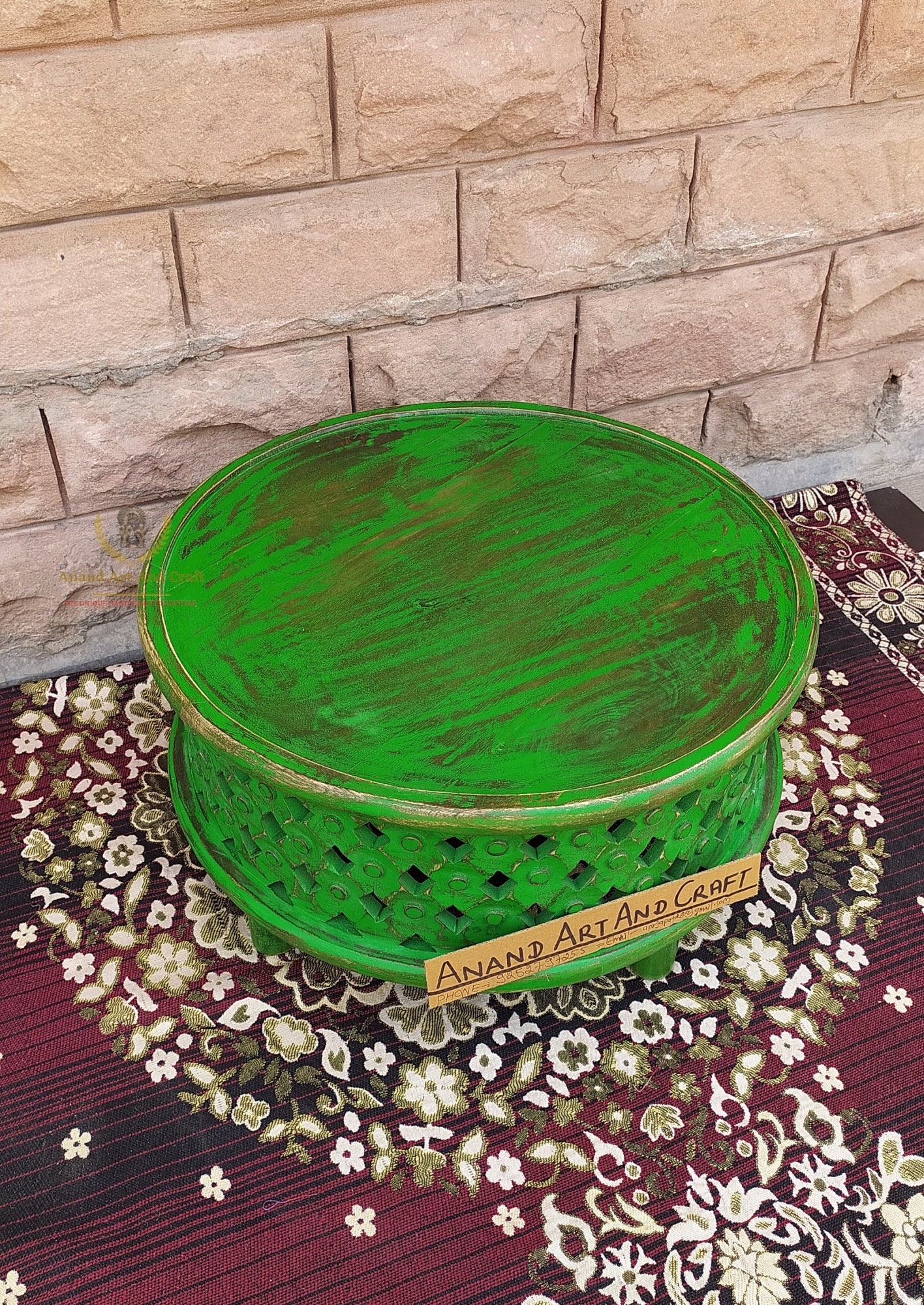 Wood Coffee Table Curved Table in Raw Mango Lattice Round | Etsy