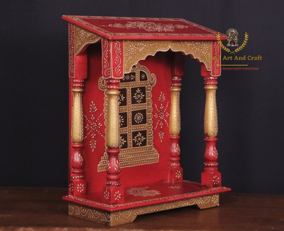 Wood Temple Mandir Handcrafted Hindu Pooja Ghar Mandap for - Etsy