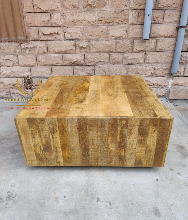 Wooden Coffee Table Wood Square Box Style Coffee Table - Etsy