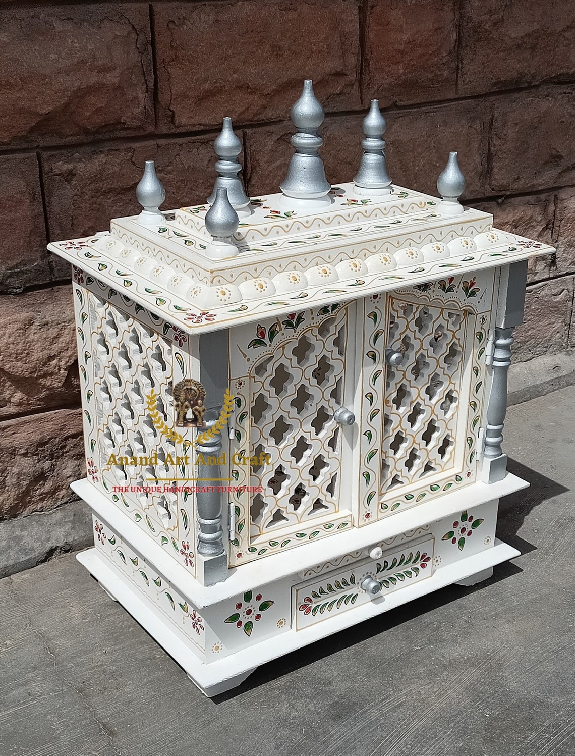Wooden Temple Mandir Beautiful White-silver Handcrafted Pooja | Etsy