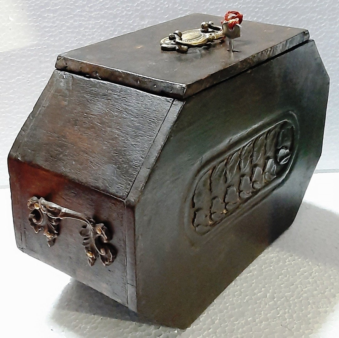 Wooden Box Unique Hand Made Carved Brass Handle Old Jewelry - Etsy