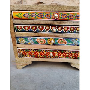 Wooden Handmade Hand Painted 4 Drawer Chest Jewellery Box / Wooden ...