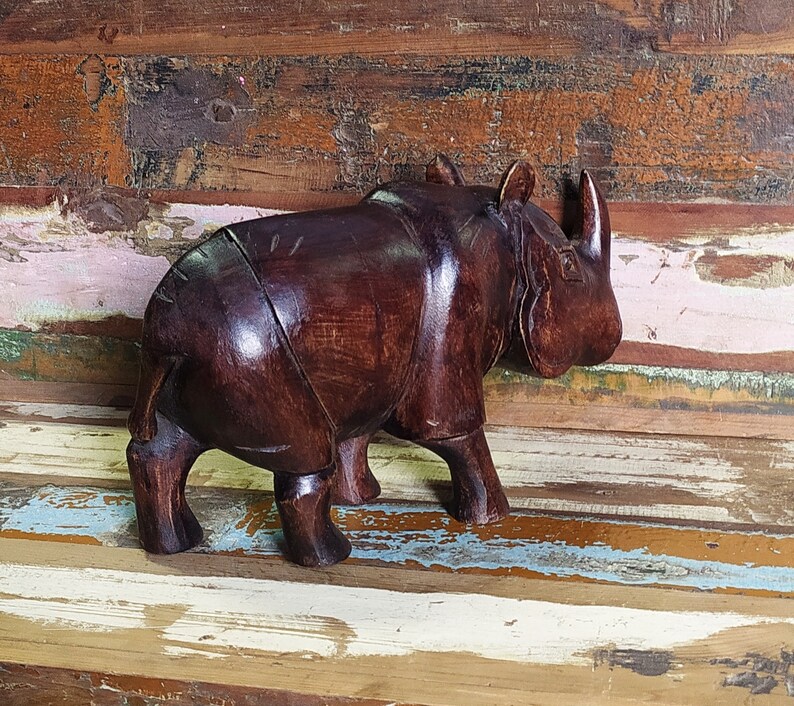 Wooden Rhino Hand Carved Unique Old Wood Rhino Statue - Etsy