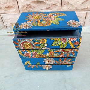 Wooden Cabinet Handmade Hand Painted 4 Drawer Chest Jewellery Box ...
