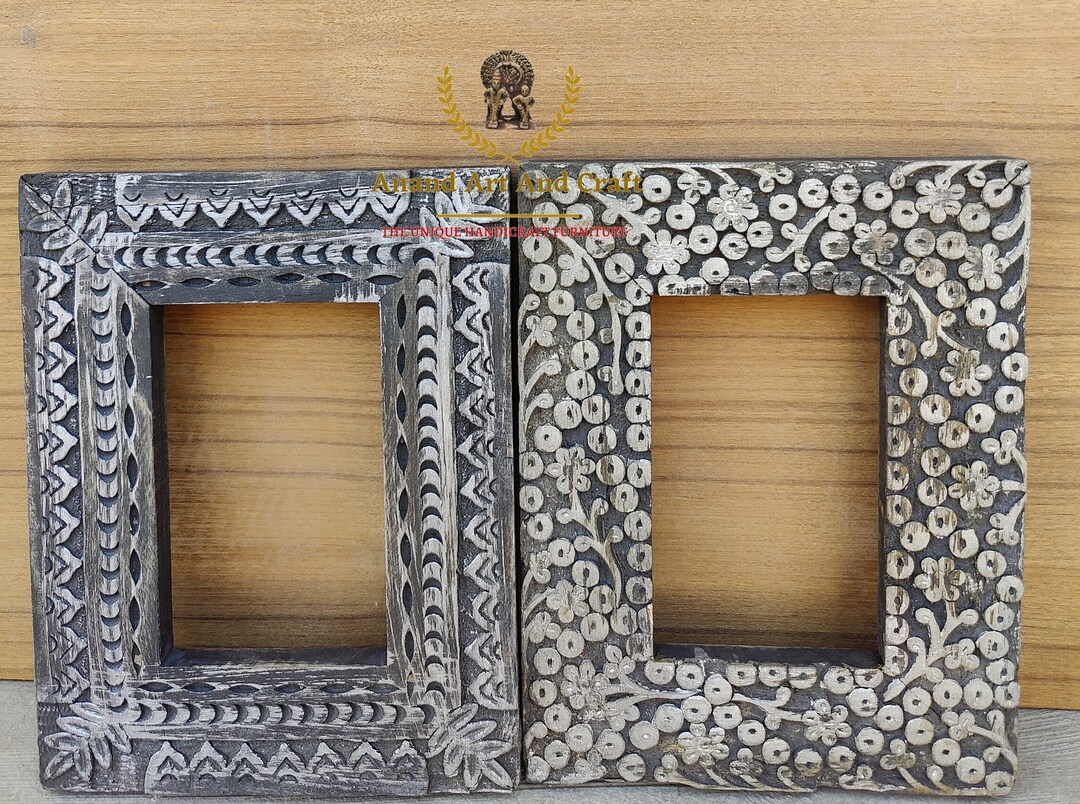 Wooden Photo Frame Black Glossy Photo Rustic Look Wood Frame Hand Made ...