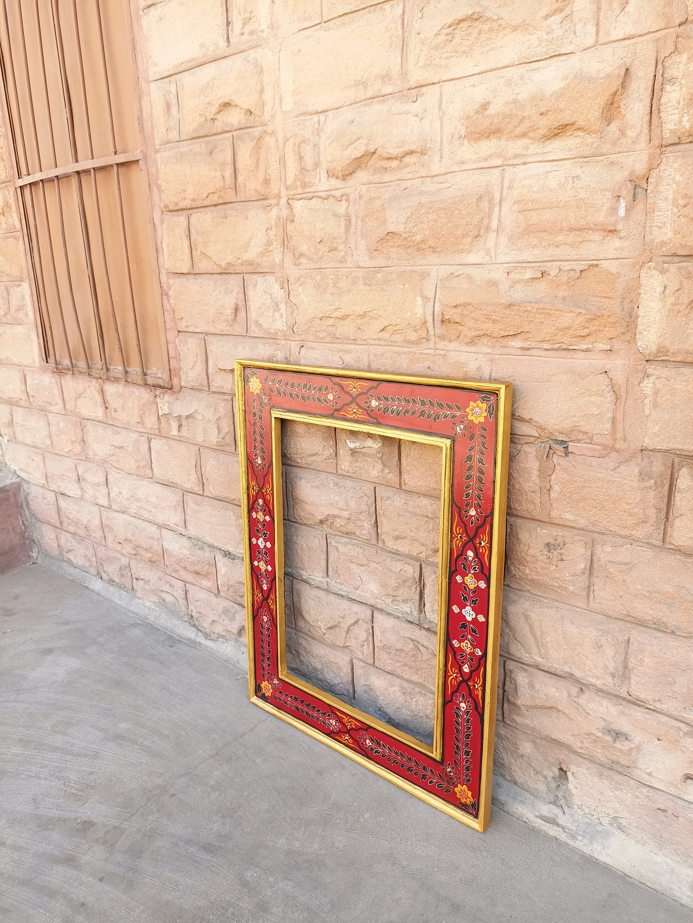 Wood Hand Painted Indian Mirror Frame Wall Mirror Frame Wall - Etsy