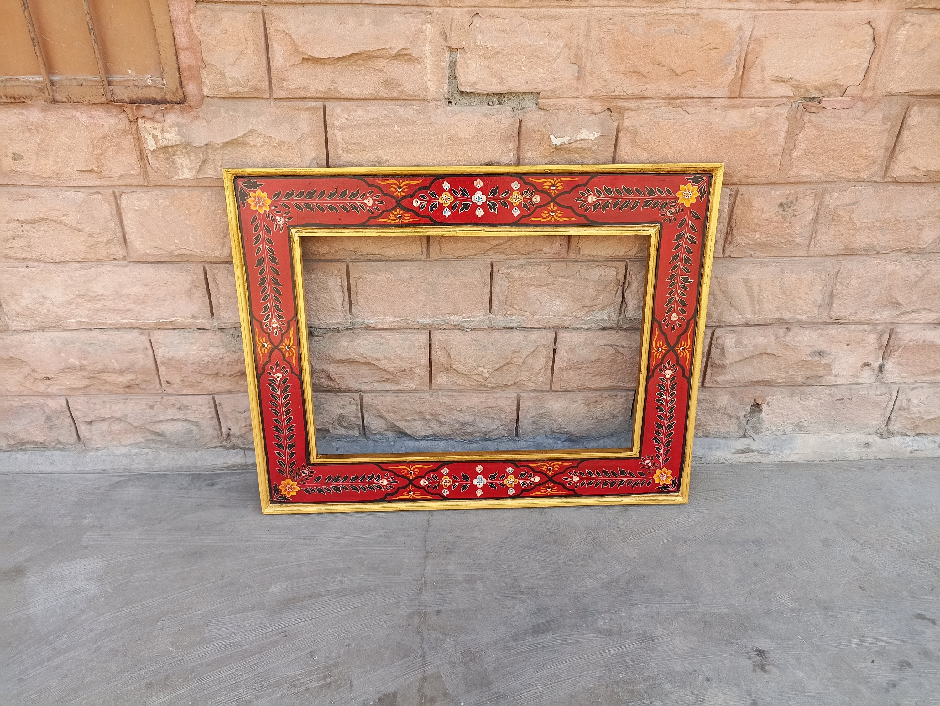 Wood Hand Painted Indian Mirror Frame Wall Mirror Frame Wall - Etsy
