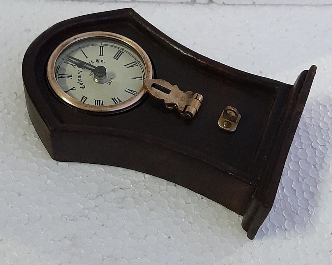 Wooden Clock Table Clock Hand Made Unique Design old Brass | Etsy