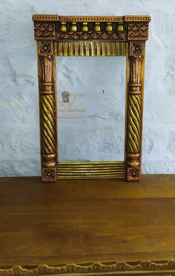 Wood Hand Painted Indian Mirror Frame Wall Mirror Beautiful | Etsy