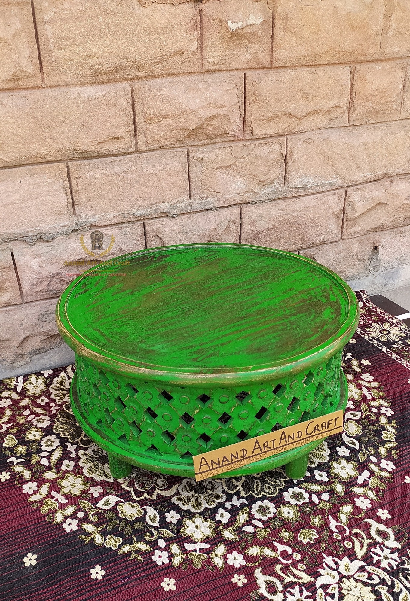 Wood Coffee Table Curved Table in Raw Mango Lattice Round | Etsy