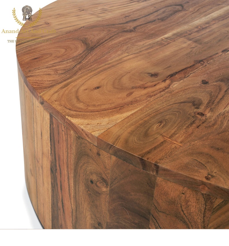 Wood Coffee Table Solid Wooden Round Handmade Cocktail Table - Etsy