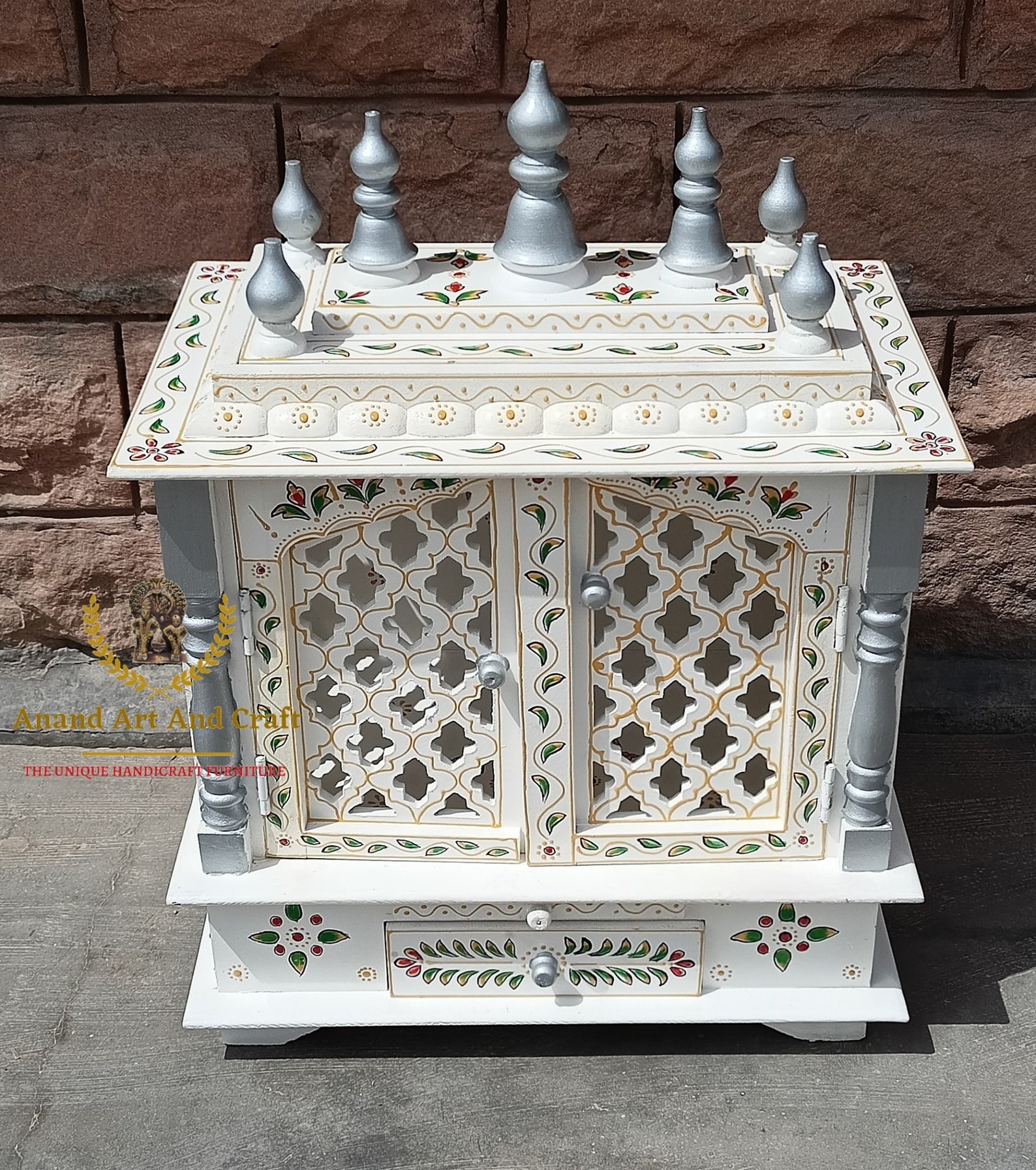Wooden Temple Mandir Beautiful White-silver Handcrafted Pooja - Etsy