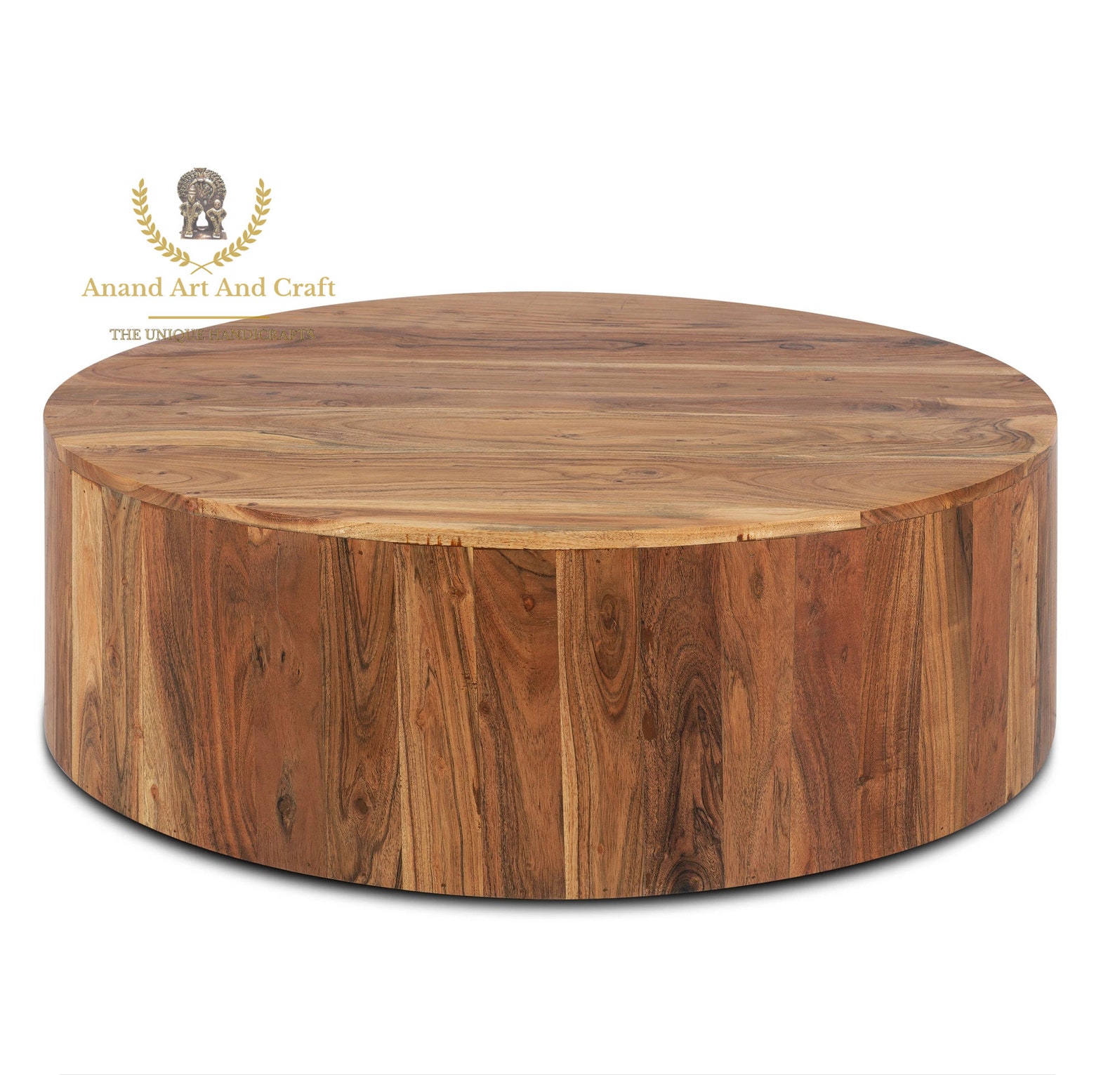 Wood Coffee Table Solid Wooden Round Handmade Cocktail Table - Etsy