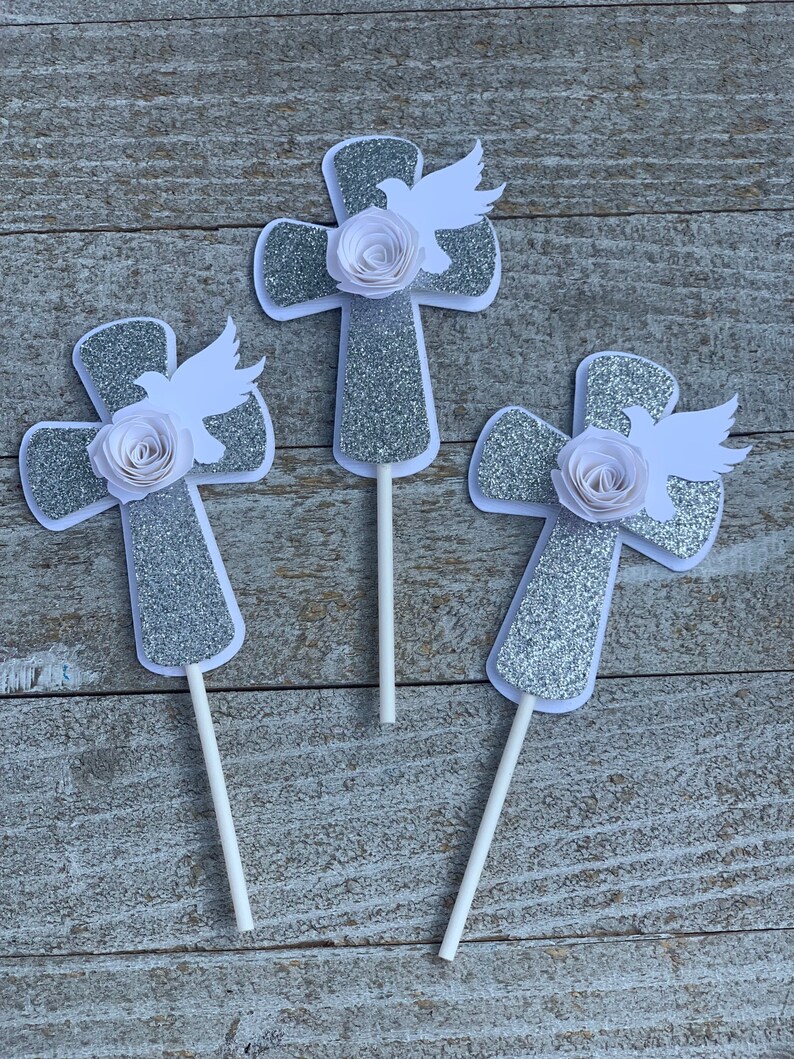 Cupcake Toppers Baptism First Communion Cross - Etsy