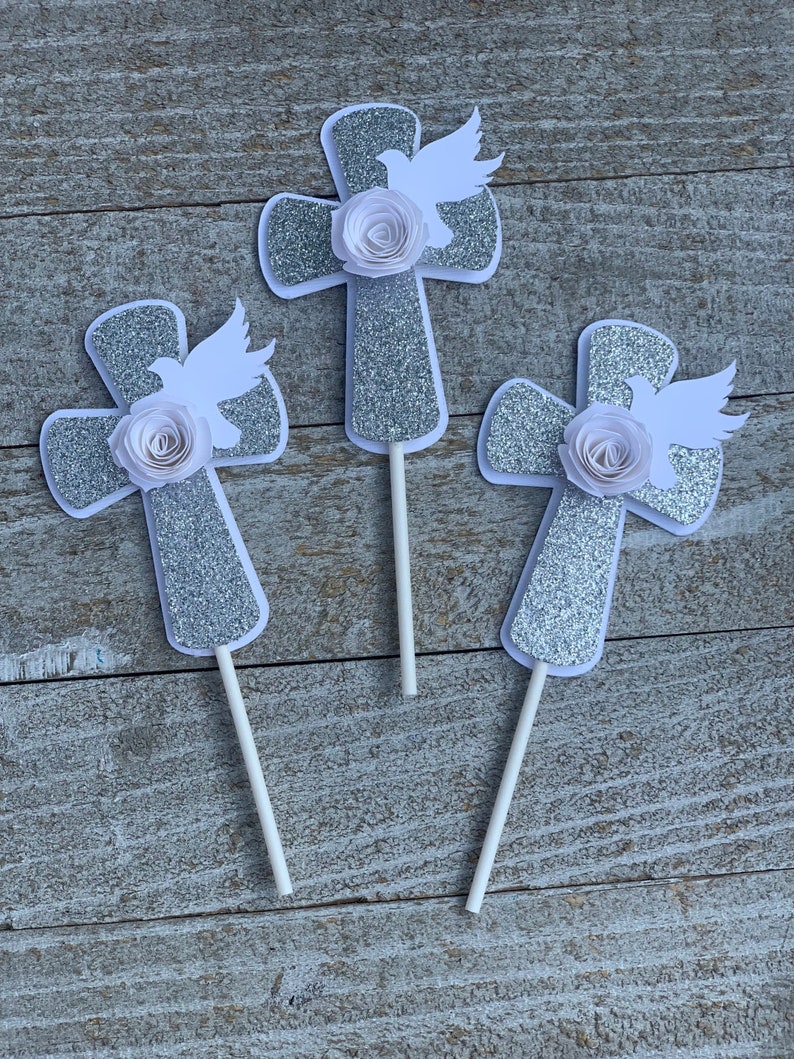Cupcake Toppers Baptism First Communion Cross - Etsy