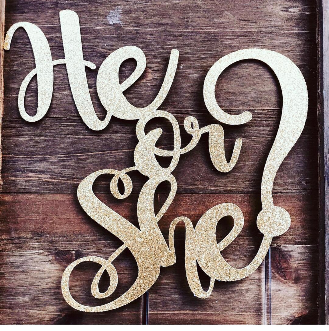 He or She Cake Topper | Cake Topper | Gender Reveal Topper| Decoration ...