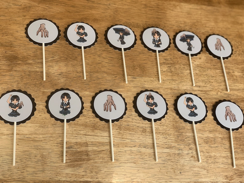 Wednesday Cupcake Toppers - Etsy