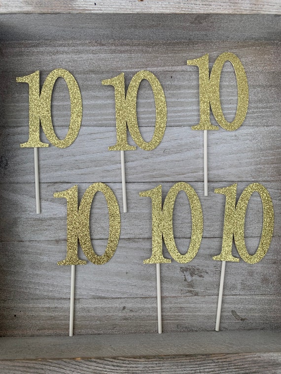 Double Digit Cupcake Toppers Number 10 Cupcake Toppers | Etsy
